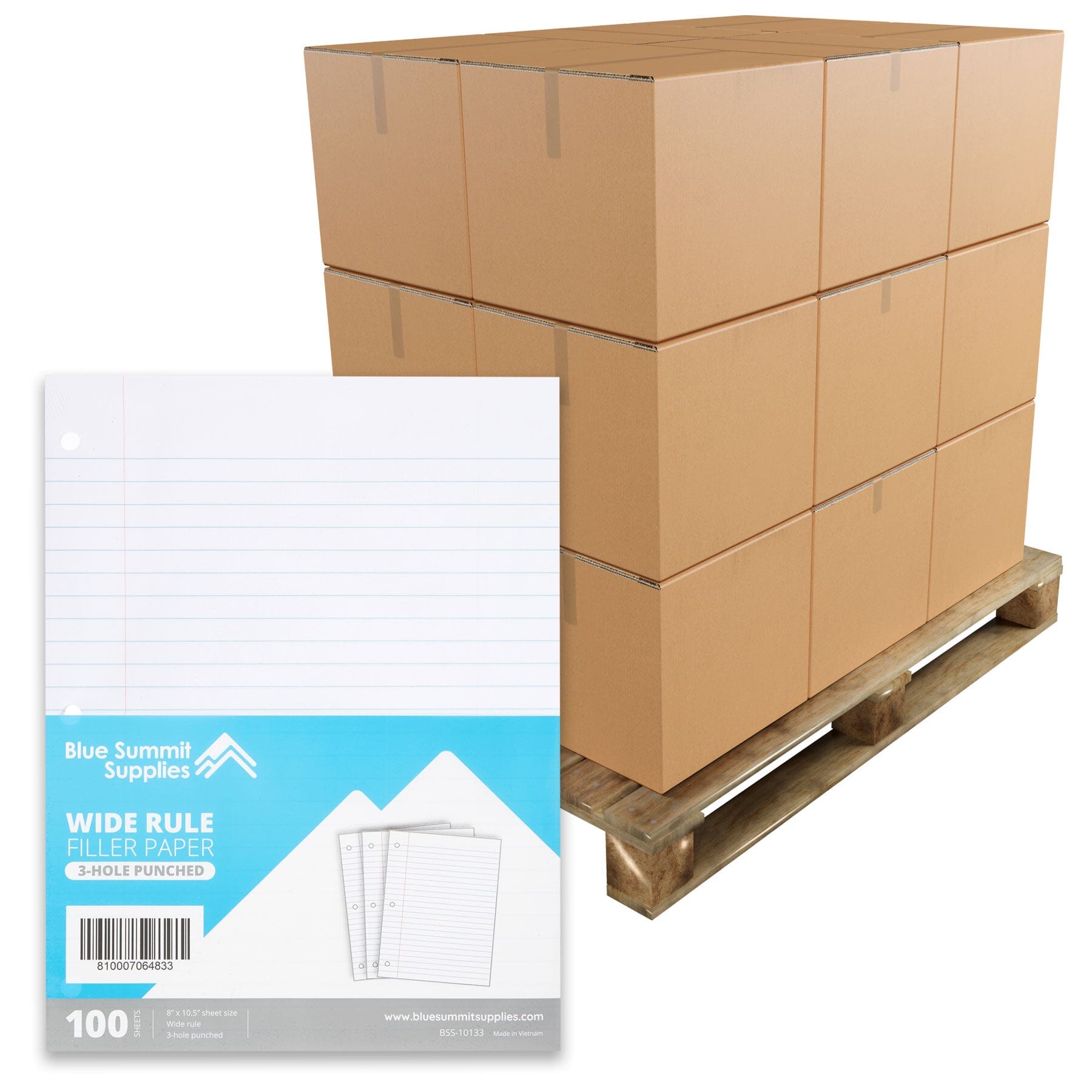 Blue Summit Loose Leaf Filler Paper, Wide Ruled Paper (8” x 10.5”), 48