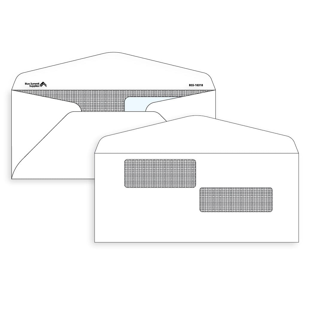 Blue Summit #10 Double Window Envelopes for ADP Payroll Checks, Gummed