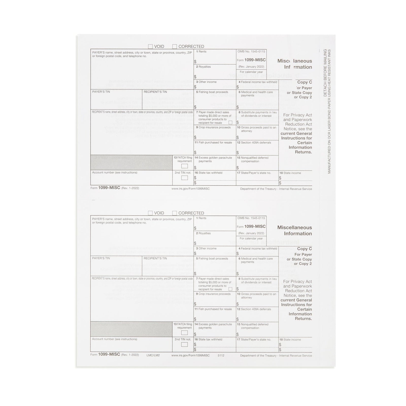 2023 Blue Summit Supplies Tax Forms, 1099 MISC 4 Part Tax Forms Bundle