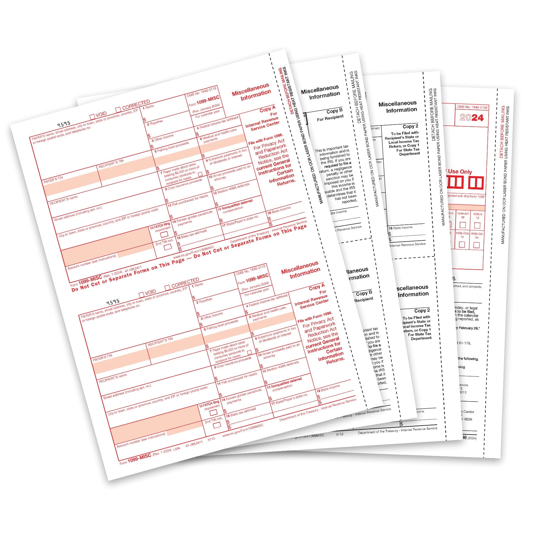 2024 Blue Summit Supplies Tax Forms, 1099 MISC 5 Part Tax Forms Kit, 5