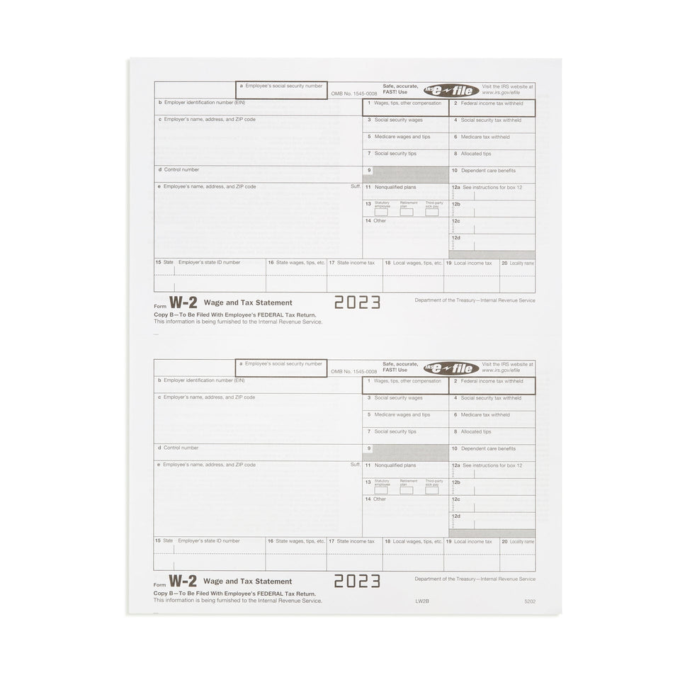 2023 Blue Summit Supplies Tax Forms, W2 6 Part Tax Forms Bundle with S