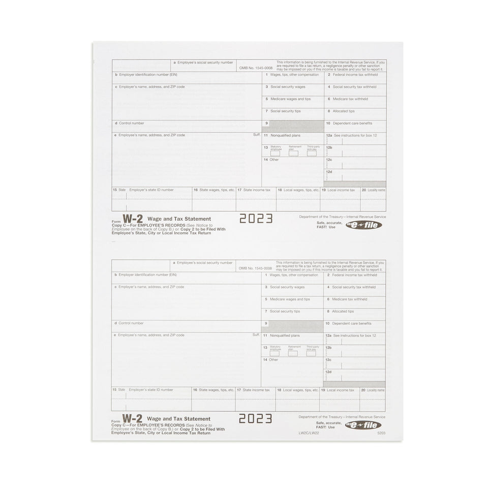 2023 Blue Summit Supplies Tax Forms, W2 6 Part Tax Forms Bundle with S