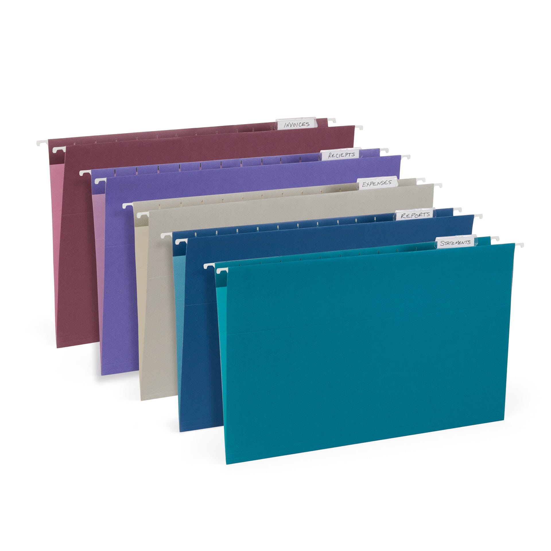 Hanging File Folders, Legal Size, Assorted Jewel Tone Colors, 25 pack