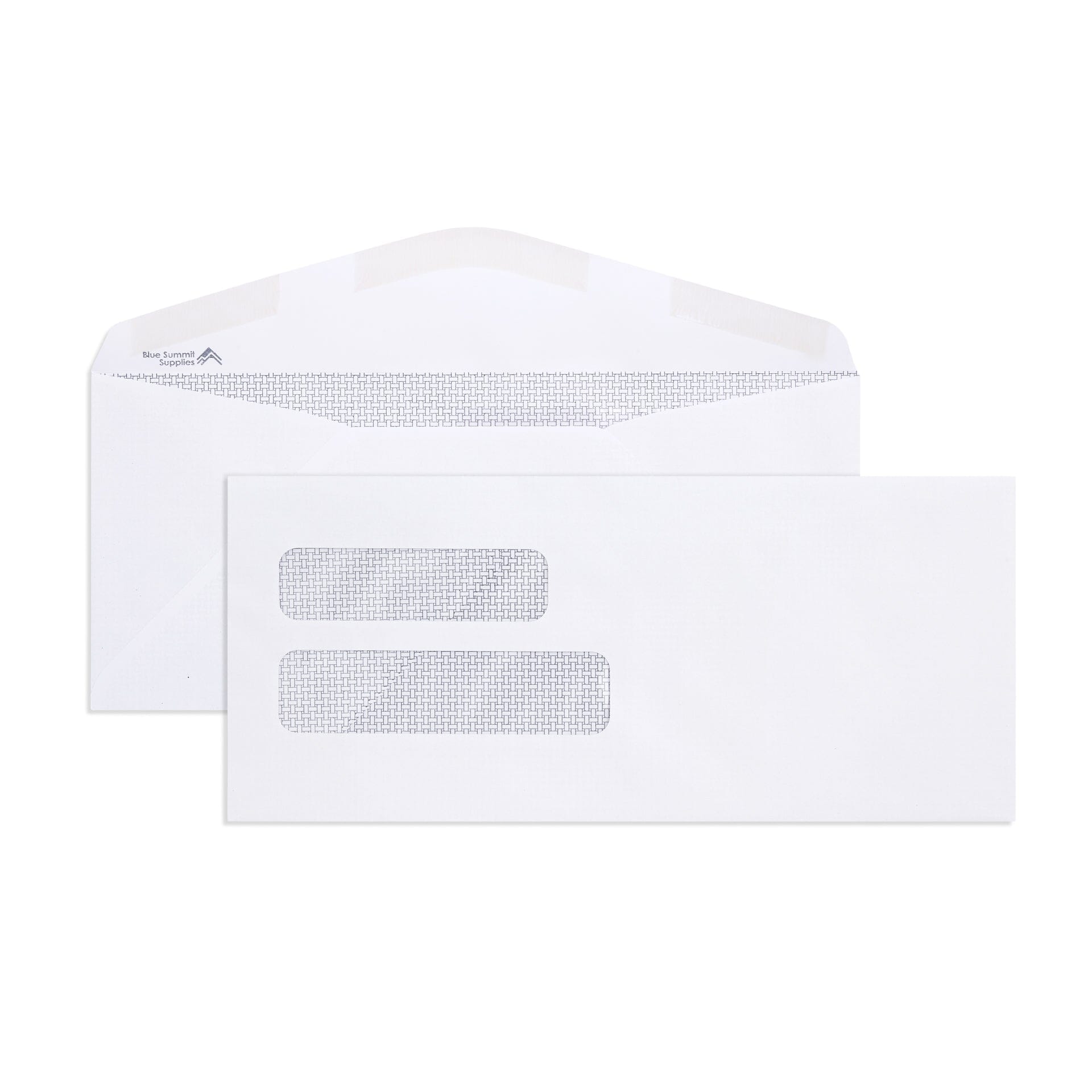 500 No. 10 Double Window Security Envelope, Diagonal Seam, Gummed Seal
