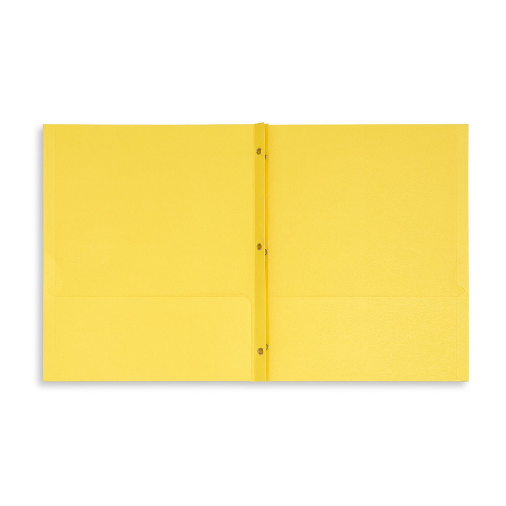 plastic folder with brads yellow