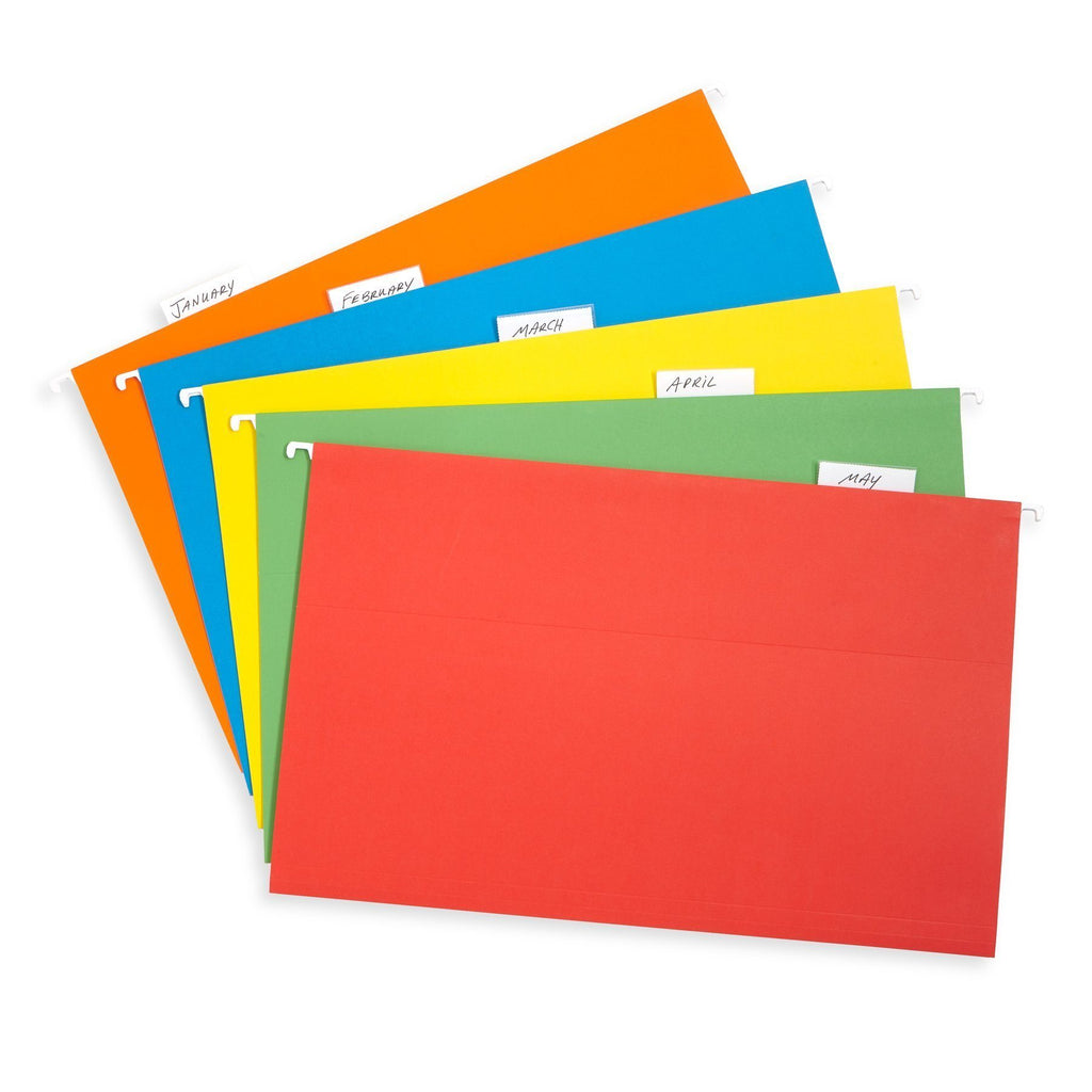 Blue Summit Supplies Hanging File Folders, Legal, 1/5 Tab, Assorted Br