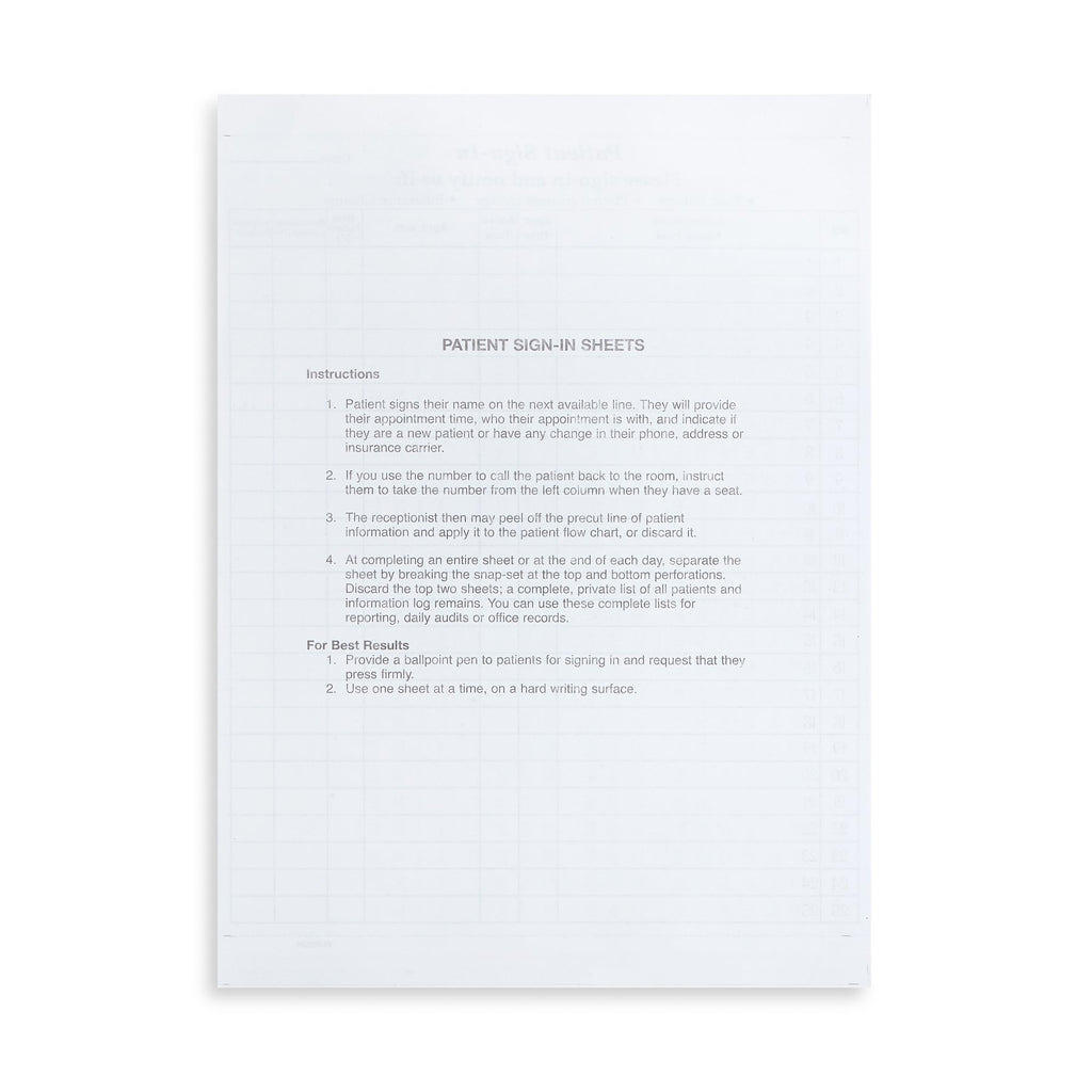 Hipaa Sign In Sheet Patients Sign In, 8-1/2 X 11 -Blue- Carbonless Form ...