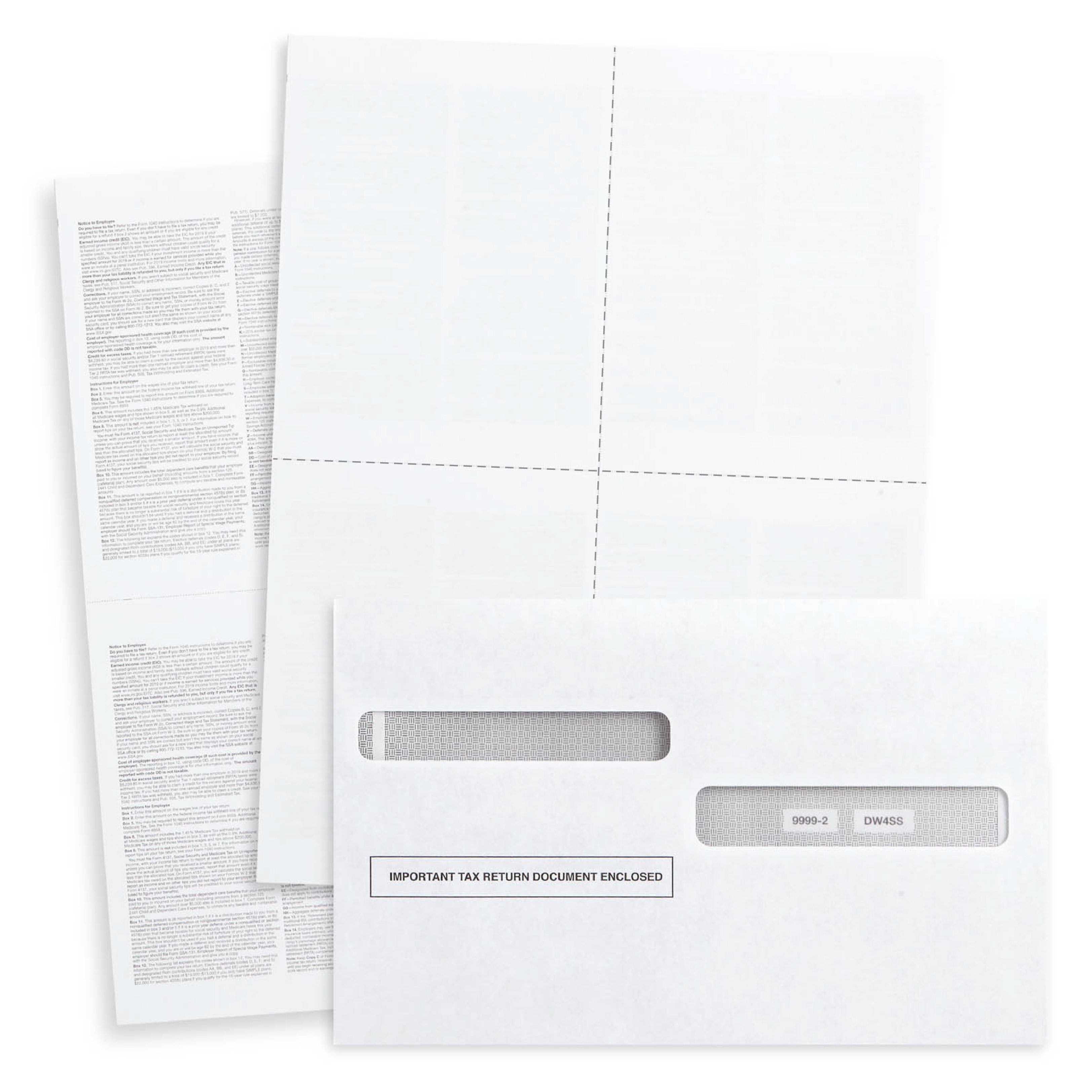 2024 Blue Summit Supplies Tax Forms, Blank W2 4-Up Tax Forms Bundle wi