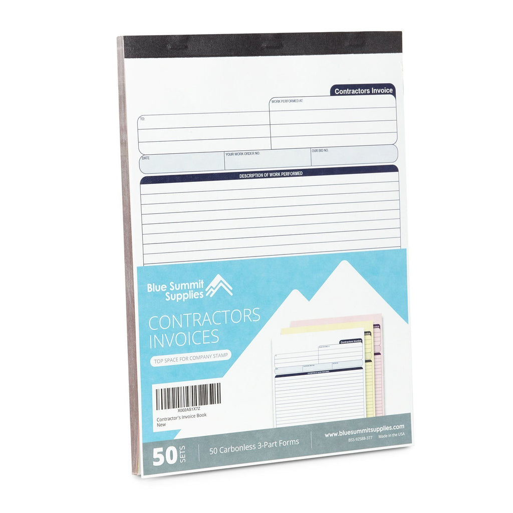 Blue Summit Supplies Contractors Invoice Book with 3-Part Carbonless F