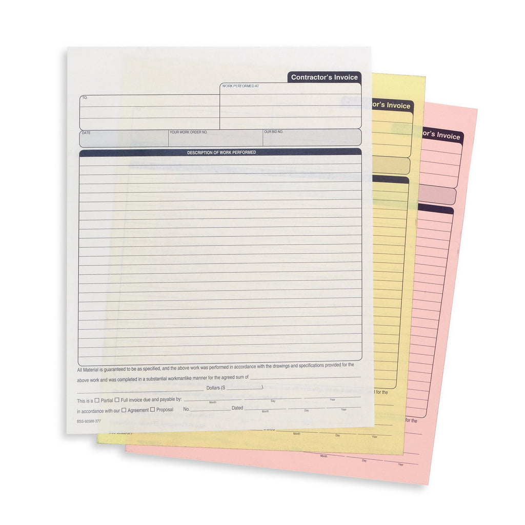 Blue Summit Supplies Contractors Invoice Book with 3-Part Carbonless F