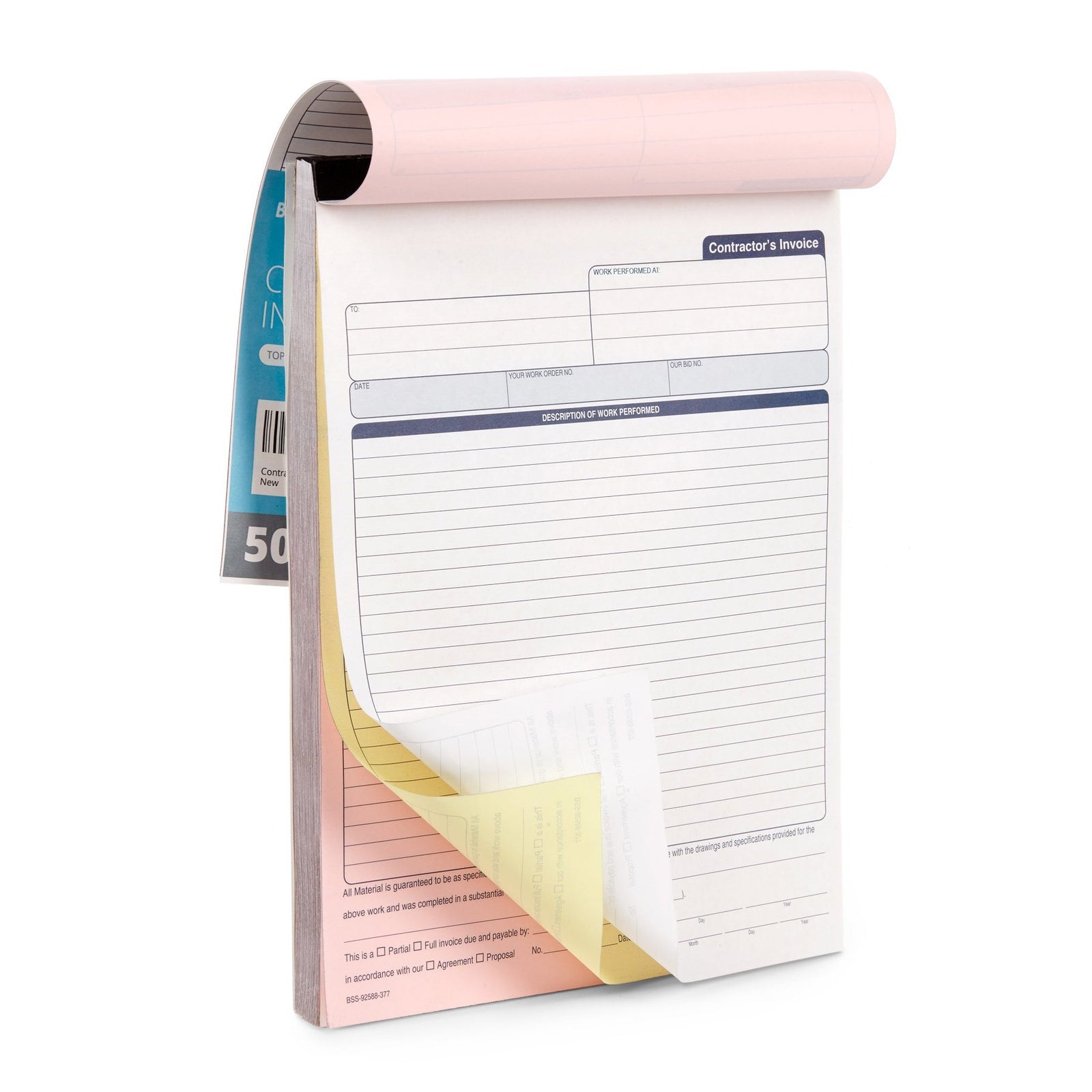 Blue Summit Supplies Contractors Invoice Book with 3-Part Carbonless F