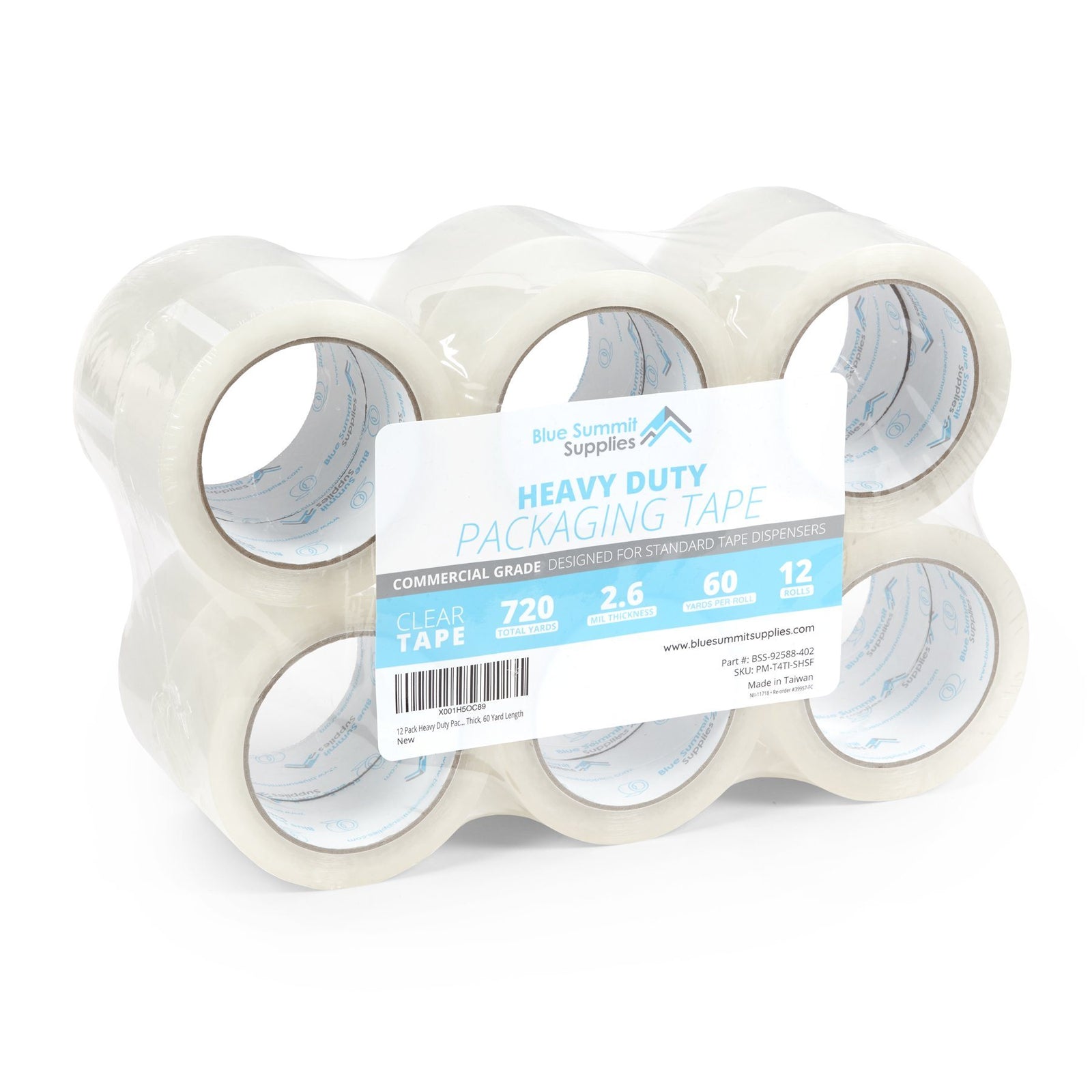 Blue Summit Supplies Heavy-Duty Packaging Tape (180'), 12 Pack