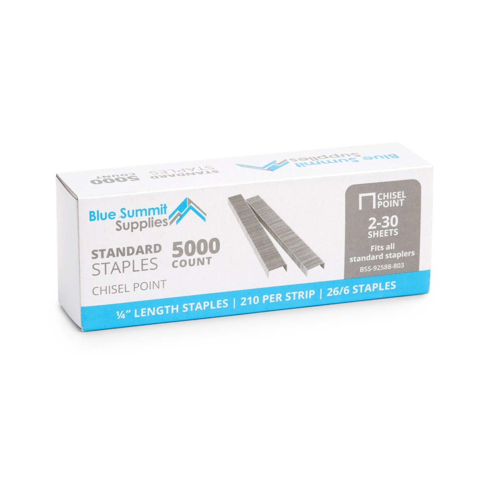 Blue Summit Supplies Standard Staples, 1/4" Staple Size, 5000/Box, 10/