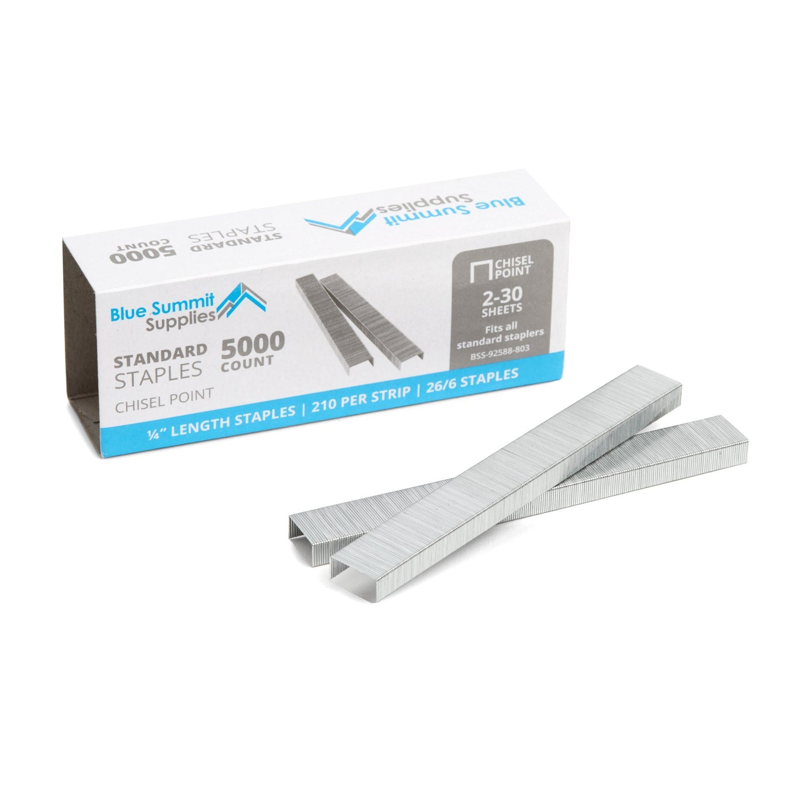 Blue Summit Supplies Standard Staples, 1/4" Staple Size, 5000/Box, 10/